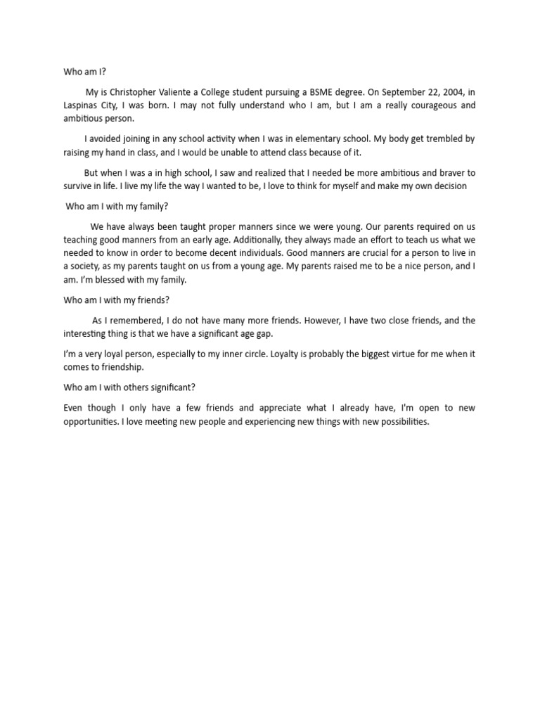 Discovering My Identity: A Personal Journey | PDF | Wellness