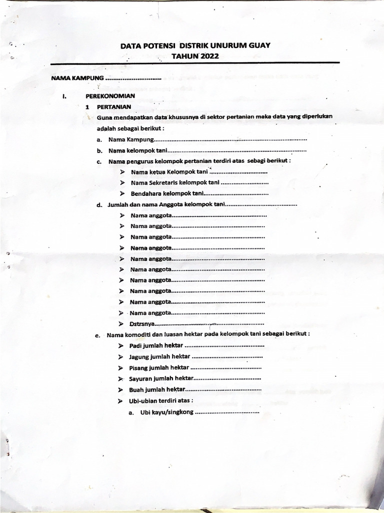 Formulir Data Potensi | PDF
