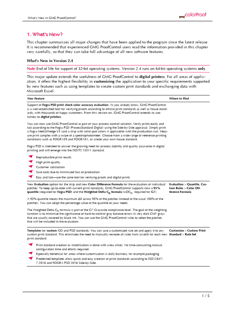 GMG-ProofControl WhatsNew 2.4 en | PDF