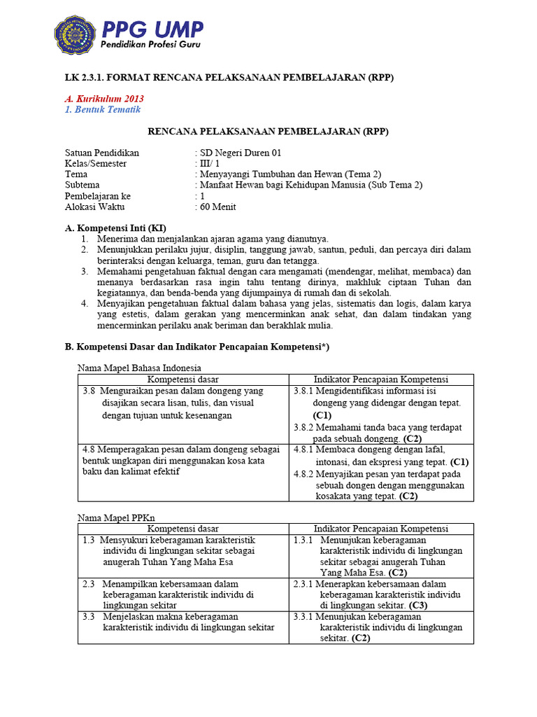 LK 3.3.1 Format RPP | PDF