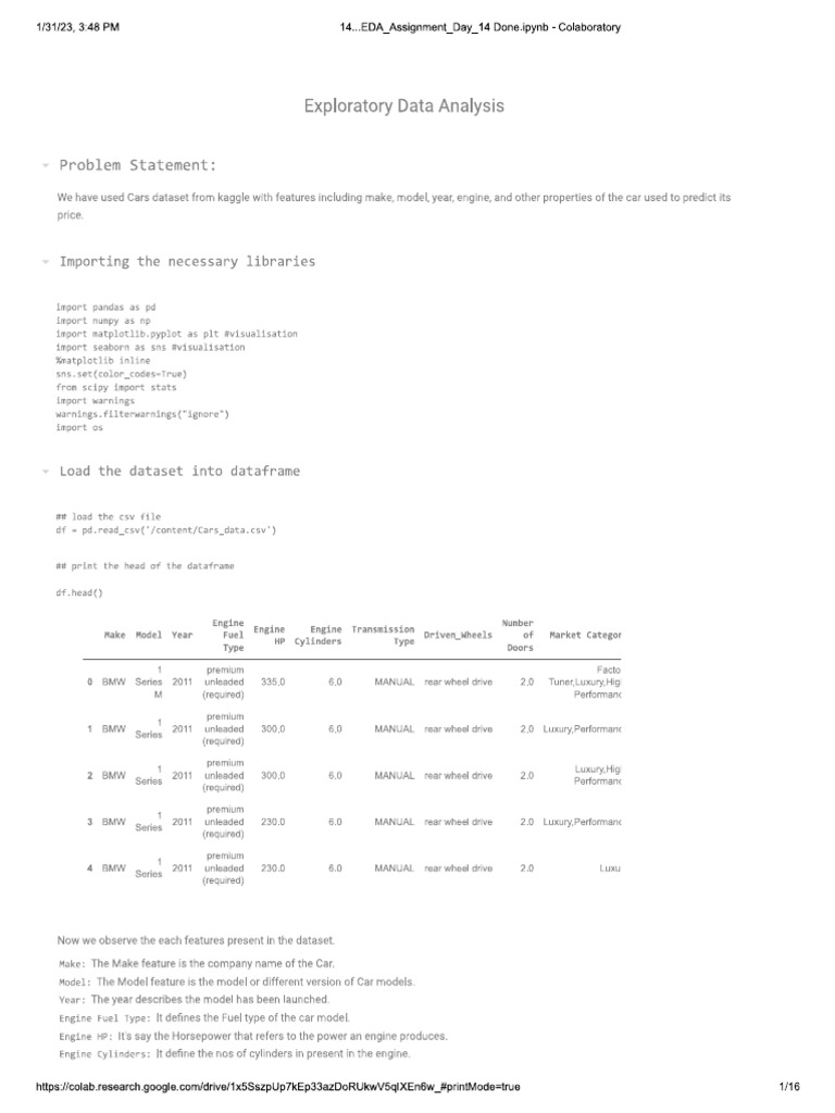 EDA Assignment | PDF EDA Assignment | PDF