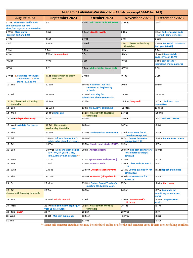 Academic Calendar-2023-2024 updated | PDF | Academic Term | Academia