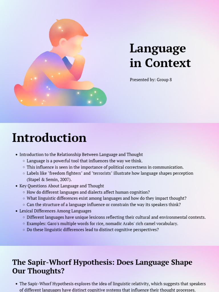 Group 8 Language in Context - Cognitive Psychology | PDF | Aphasia | Second Language Acquisition