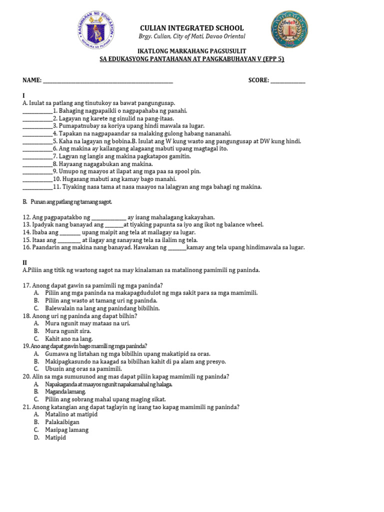 PT - Epp 5 - Q3 | PDF