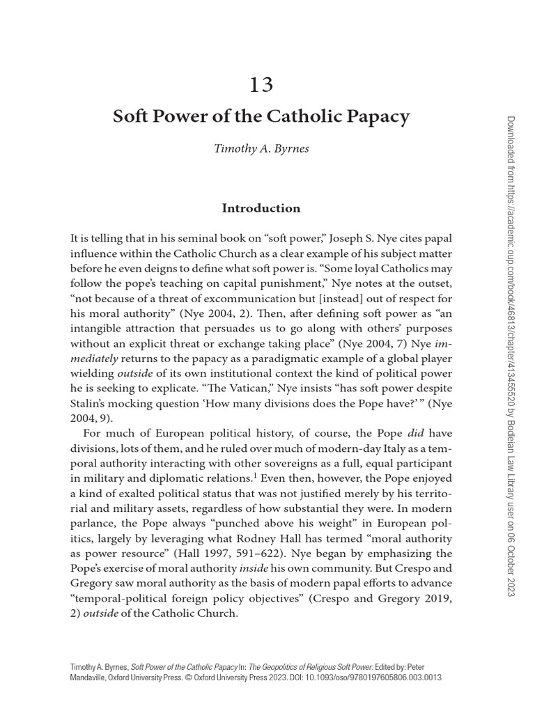 13 Soft Power of the Catholic Papacy | PDF