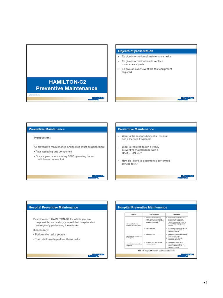 HAMILTON - C2 - Preventive Maintenance - PPT | PDF