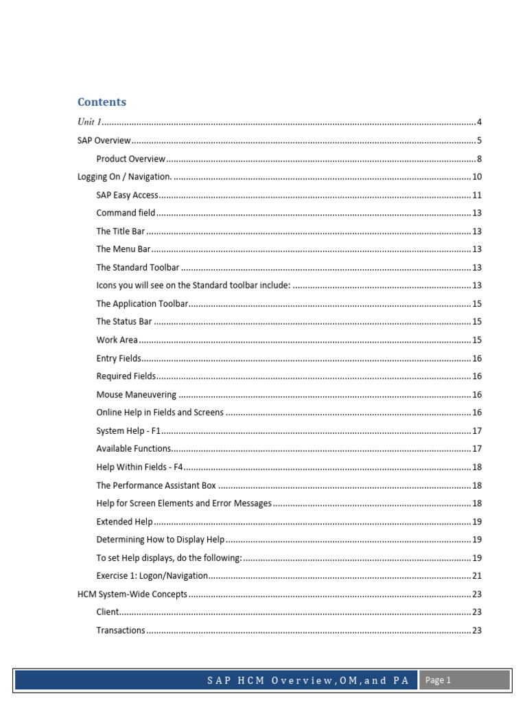 Unit 1: SAP HCM Overview, OM, and PA | PDF