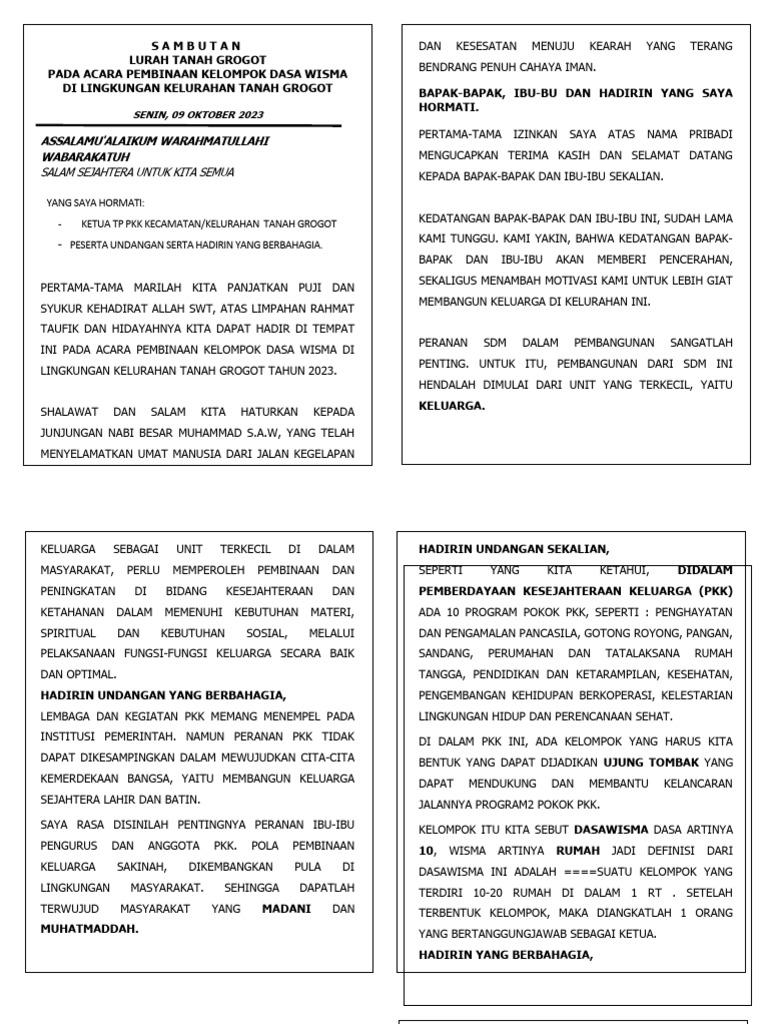 Sambutan Lurah | PDF