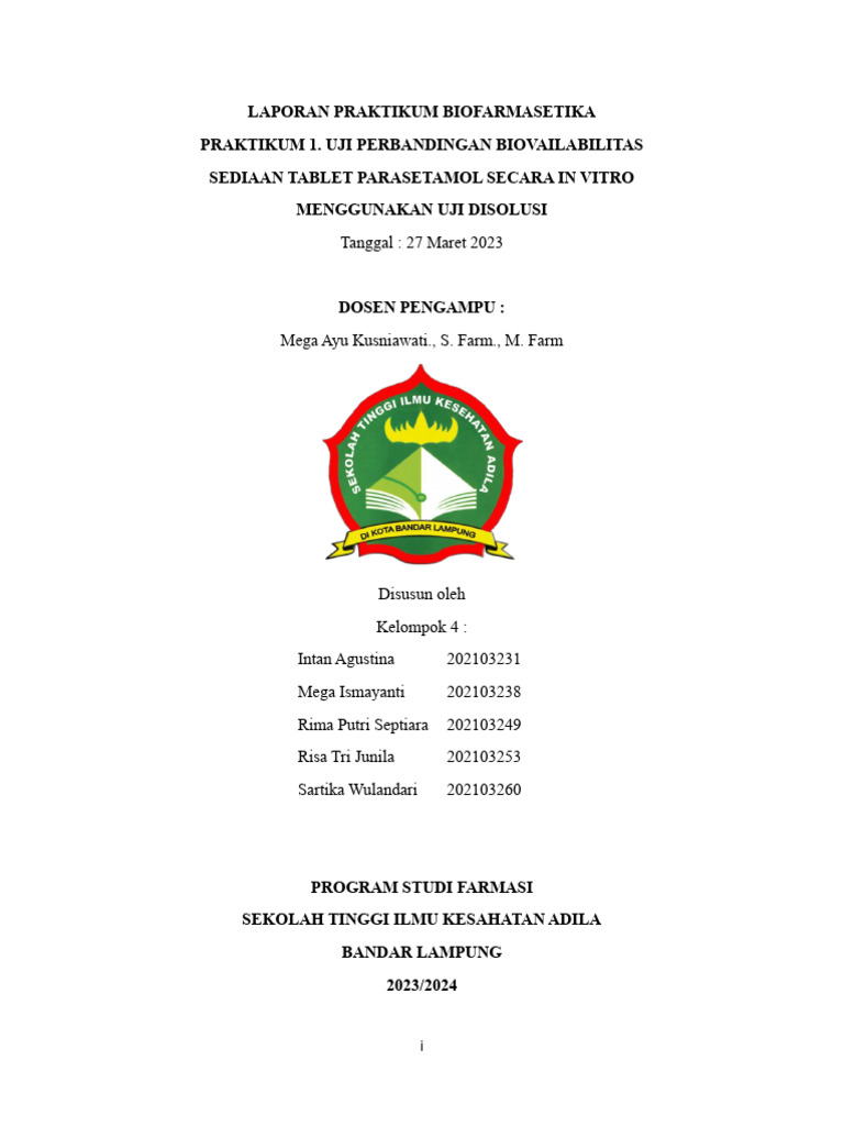 Laporan Prak - Biofarmasetika 4 | PDF