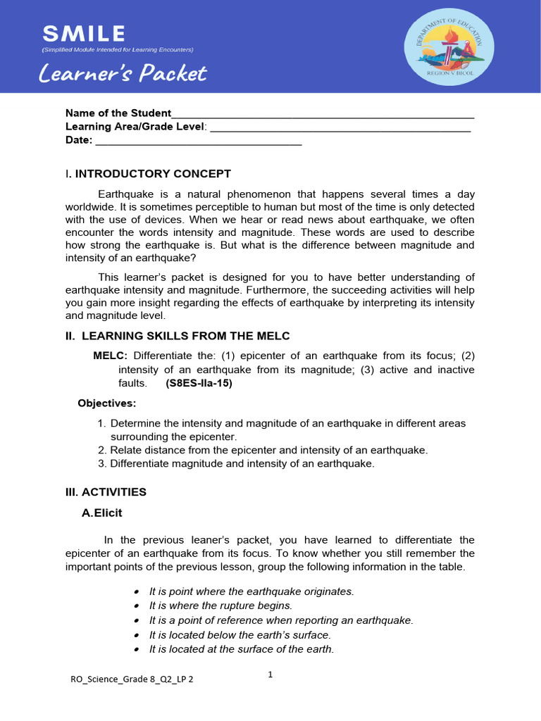SLP - Science - Grade 8 - Q2 - LP 2 | PDF