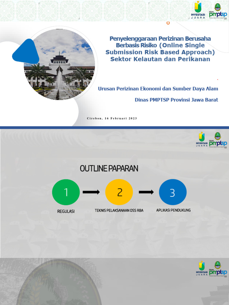 Paparan DPMPTSP Jabar OSS RBA Sosialisasi Sektor Kelautan Dan Perikanan | PDF