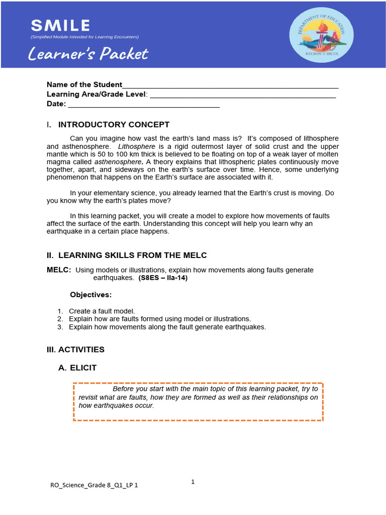 SLP Science Grade 8 q2 LP 1 | PDF