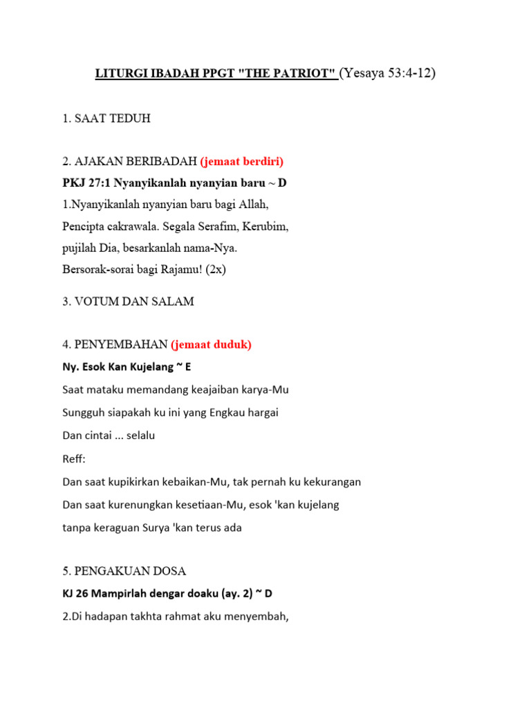 Liturgi Ibadah PPGT 2024 | PDF | Agama & Spiritualitas