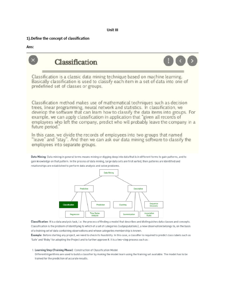 DM IMP Questions (Unit 3 Answers) | PDF