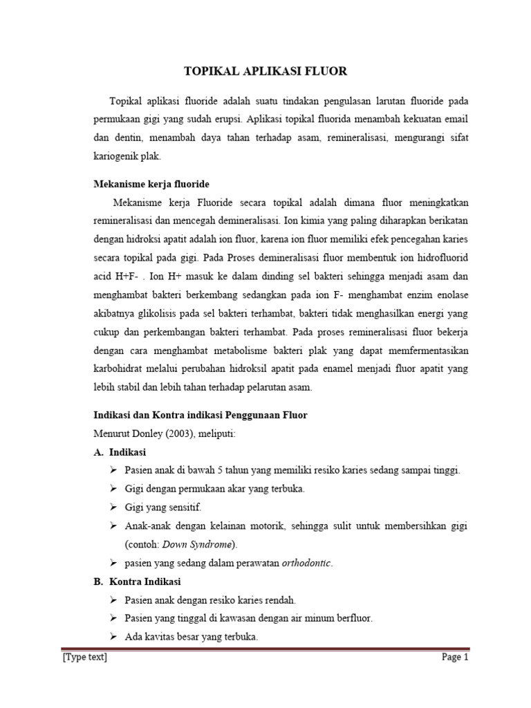 Topikal Aplikasi Fluor | PDF | Wellness