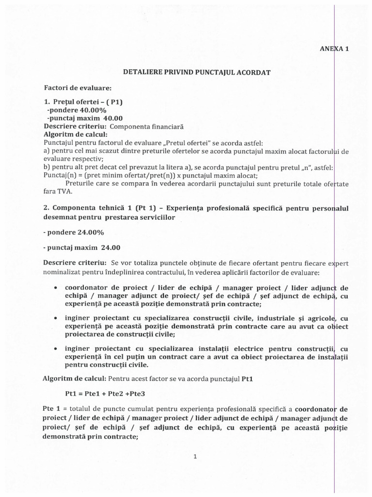 Anexa 1 Detaliere Punctaj | PDF
