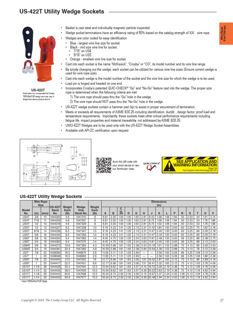 US-422T Utility Wedge Sockets | PDF | Mechanical Engineering | Machines