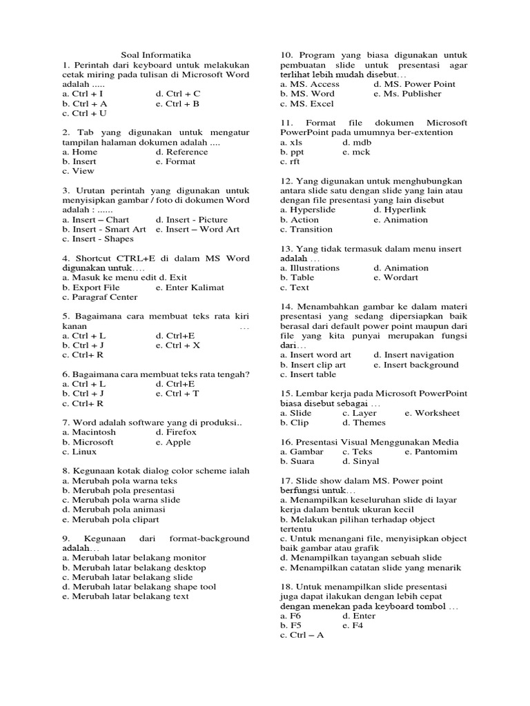 Soal Microsoft Office | PDF