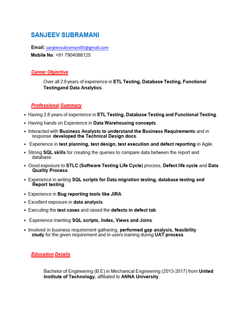 Sanjeev ETL | PDF | Databases | Sql