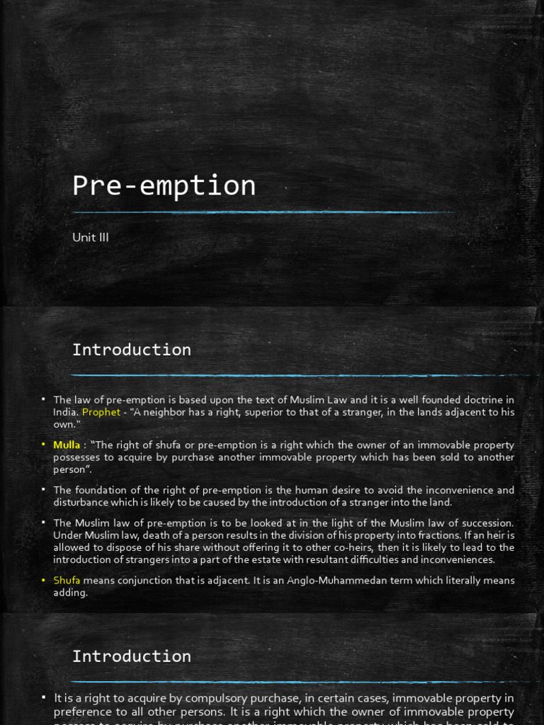 Muslim Law of Pre-emption in India | PDF