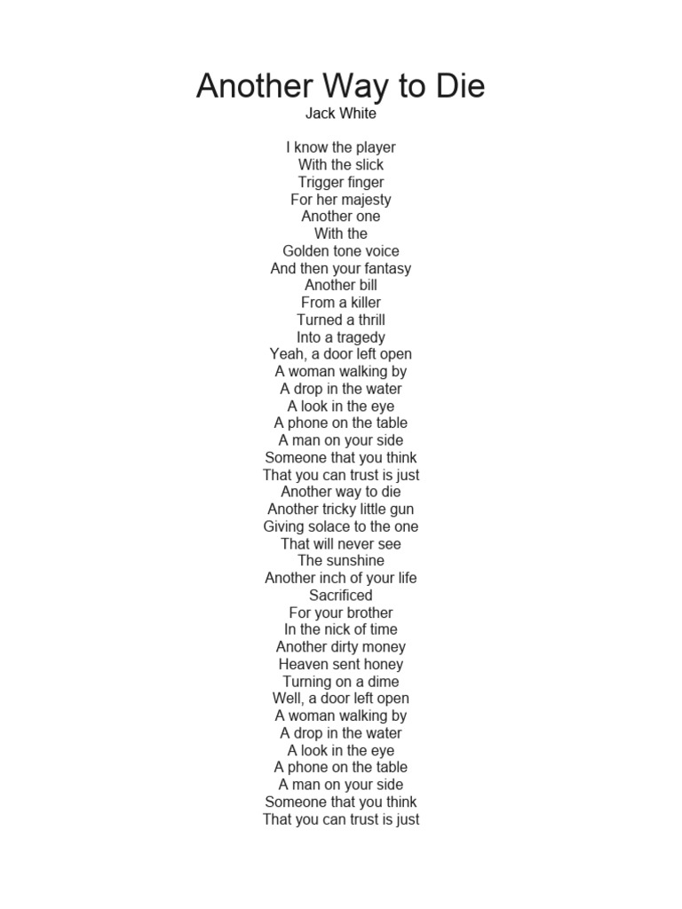 Another Way To Die - Lyrics | PDF