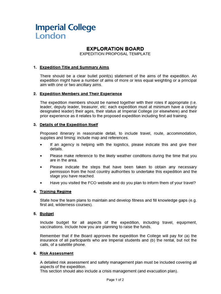 Expedition Proposal Template | PDF