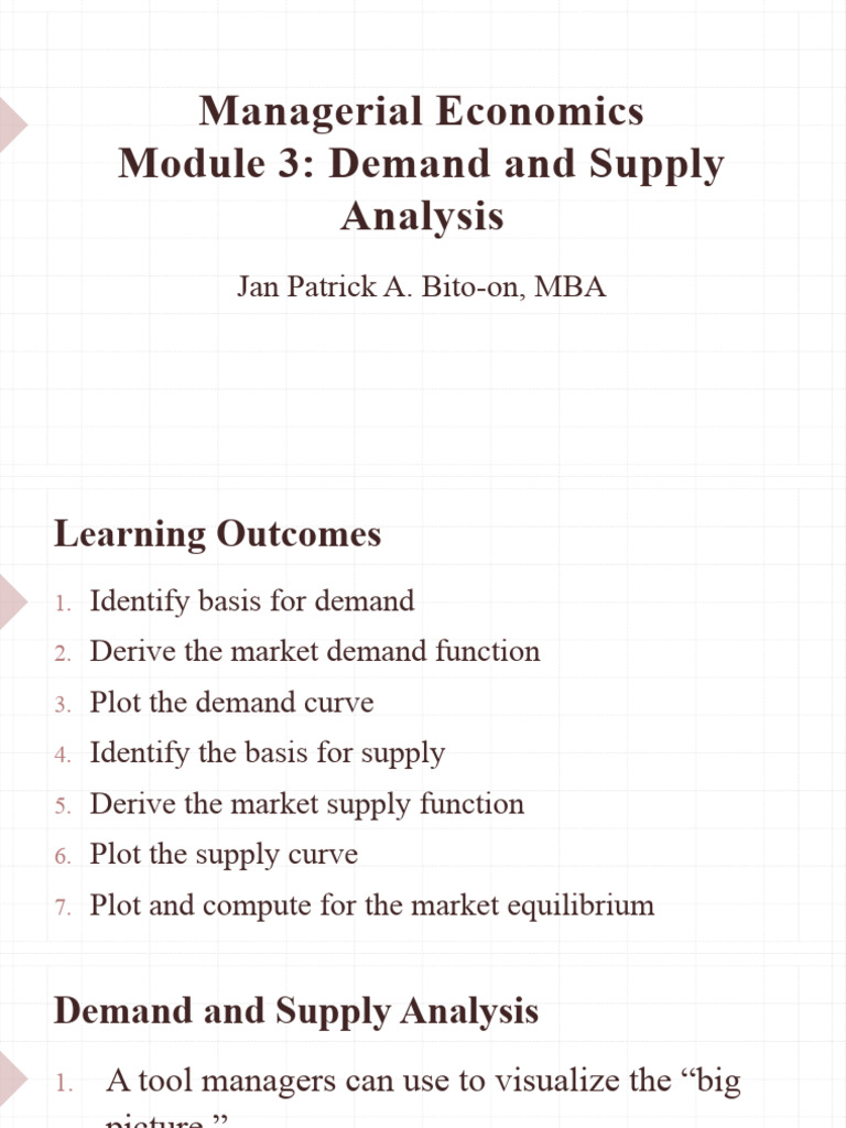 ManEcon Module 3 - Demand and Supply Review | PDF | Finance & Money Management