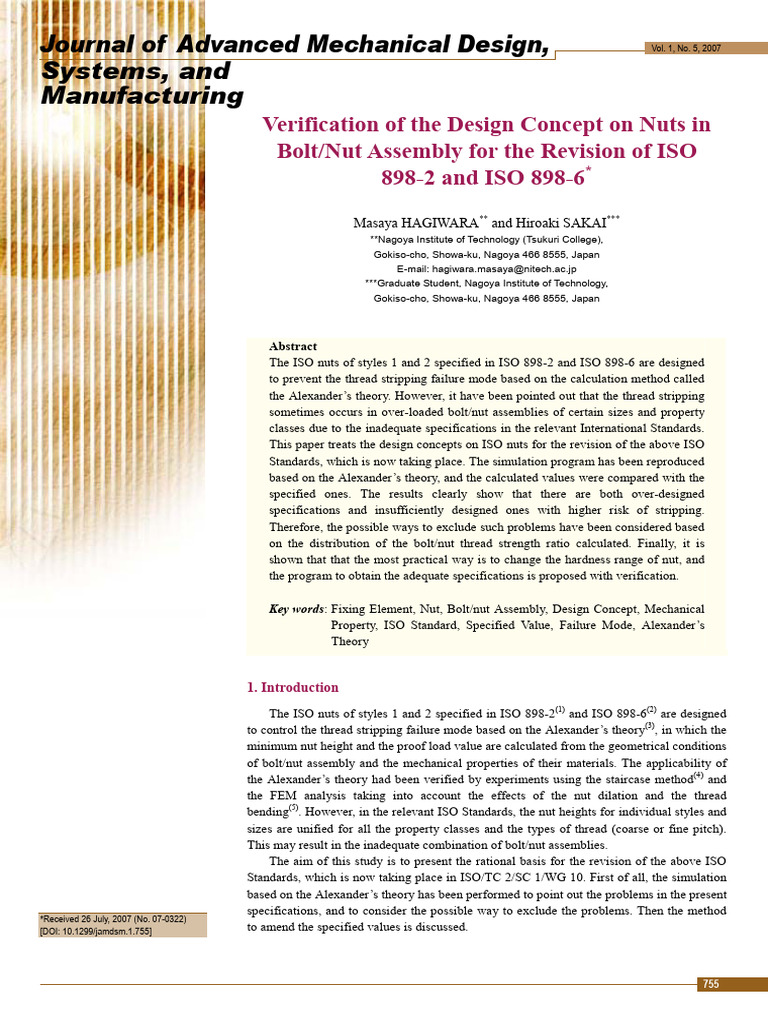 Journal of Advanced Mechanical Design, Systems, and Manufacturing Vol1 ...