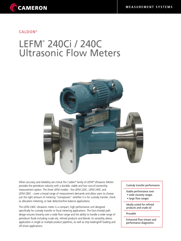 Lefm 240ci / 240C Ultrasonic Flow Meters: Caldon | PDF