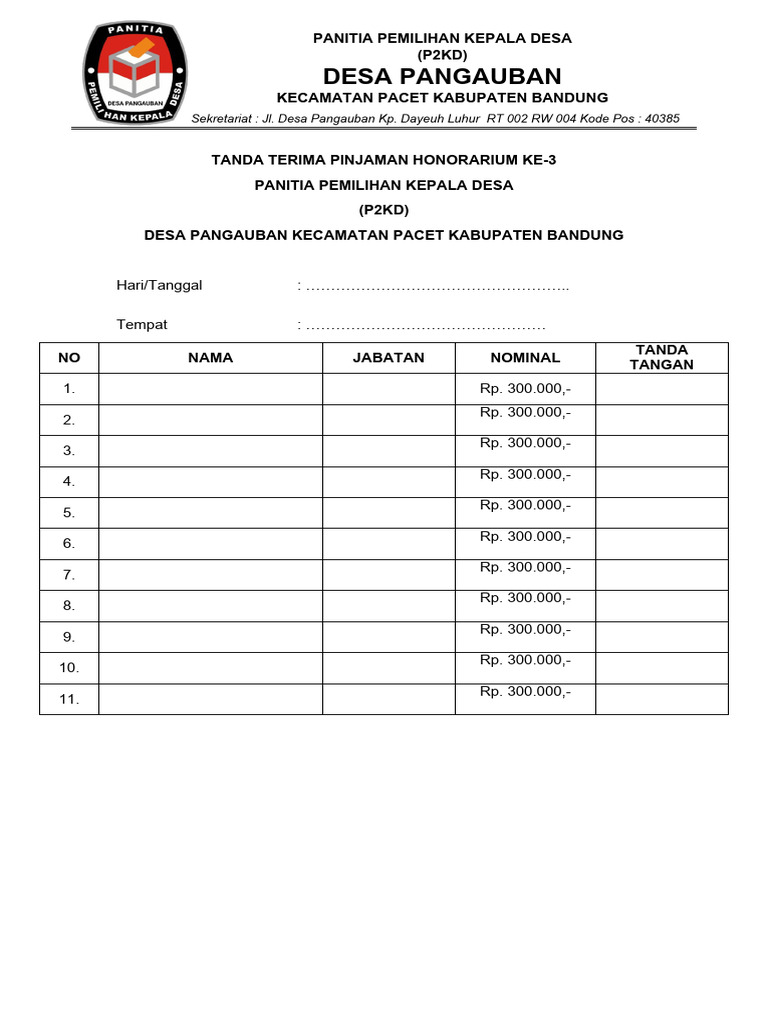 Tanda Terima Insentif | PDF