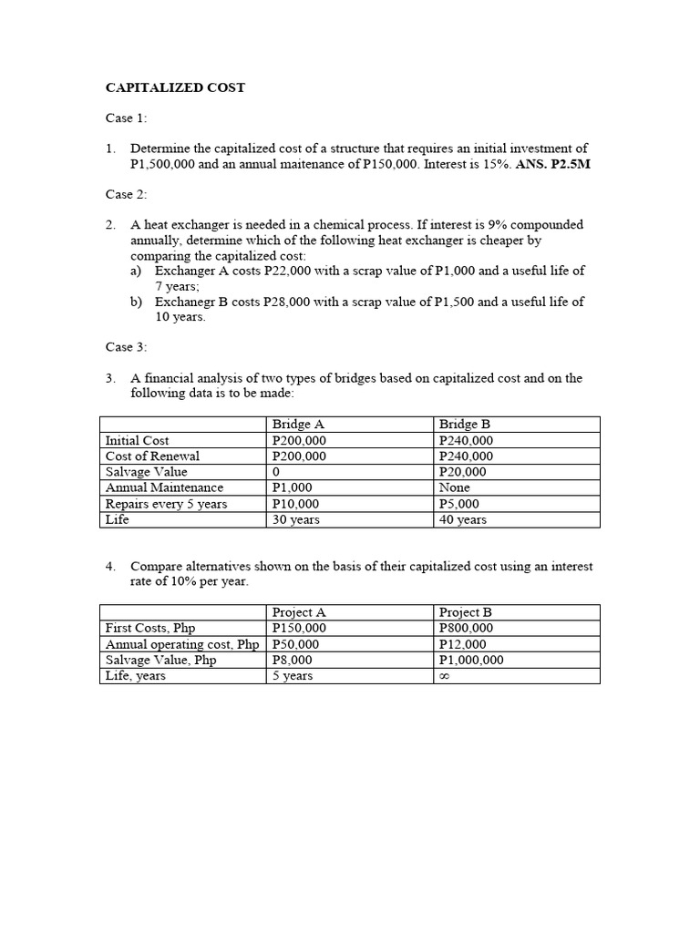 Capitalized Cost Analysis Examples | PDF | Business | Finance & Money ...