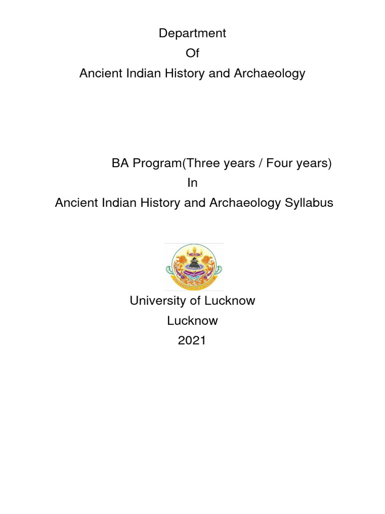 Department of Ancient Indian History and Archaeology | PDF