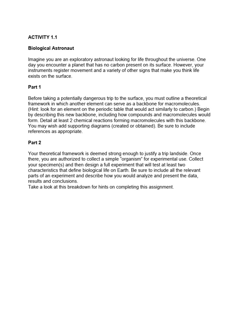 Biological Astronaut | PDF