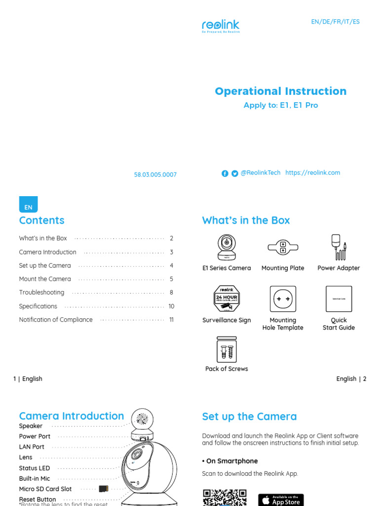 E1 Series Quick Start Guide March 2022 | PDF | Camera | Wi Fi