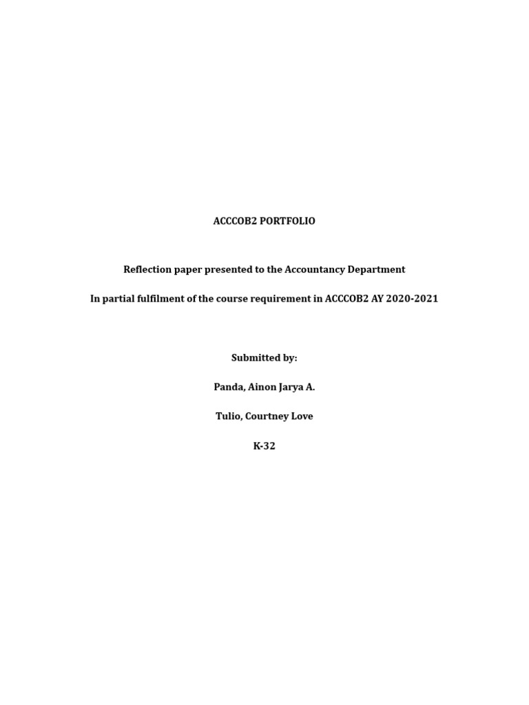 (ACCCOB2) Reflection Paper | PDF