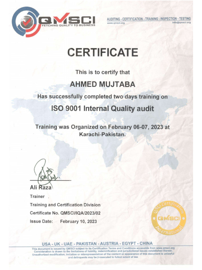 ISO 9001 Internal Quality Audit | PDF