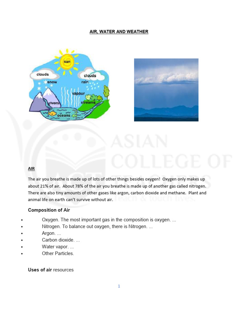 Air, Water, Weather - Primary | PDF | Atmosphere Of Earth | Troposphere