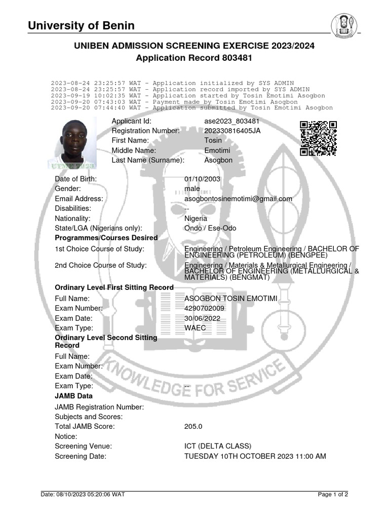 Application Slip | PDF