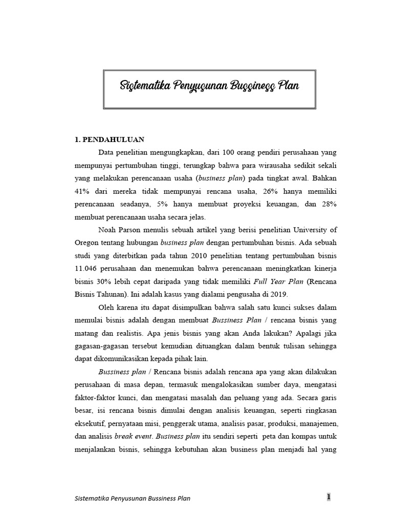 Sistematika Penyusunan Rencana Bisnis | PDF | Bisnis