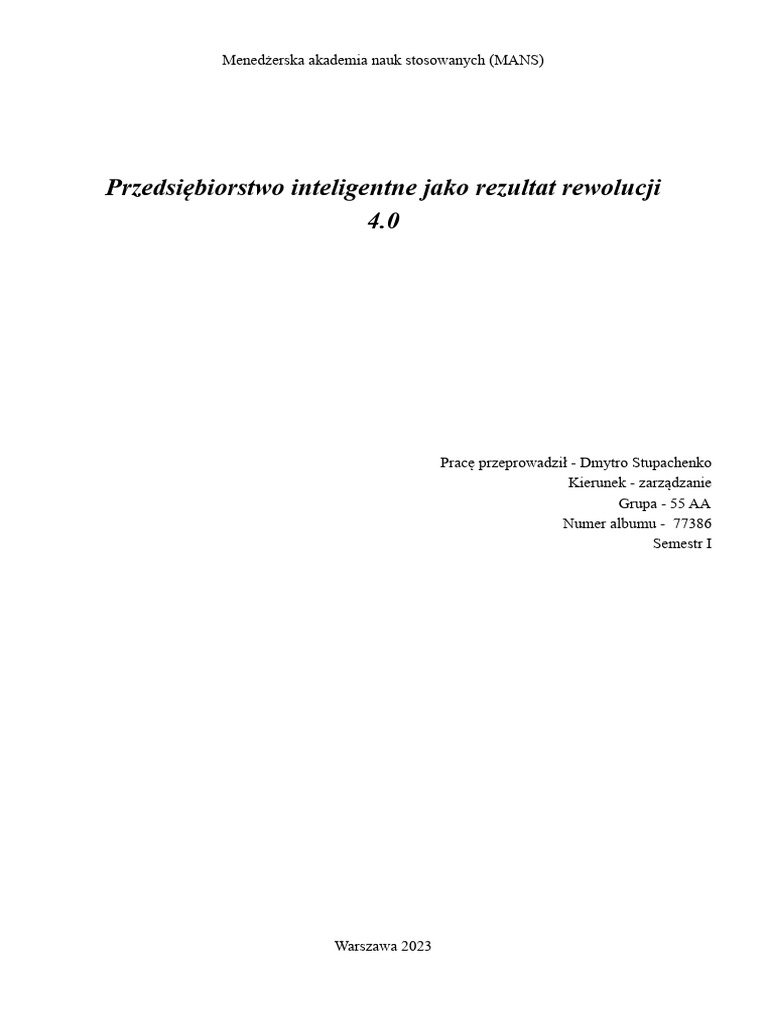 Przedsiębiorstwo Inteligentne . | PDF