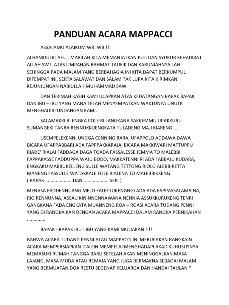 Panduan Acara Mappacci Pengantin | PDF | Agama & Spiritualitas
