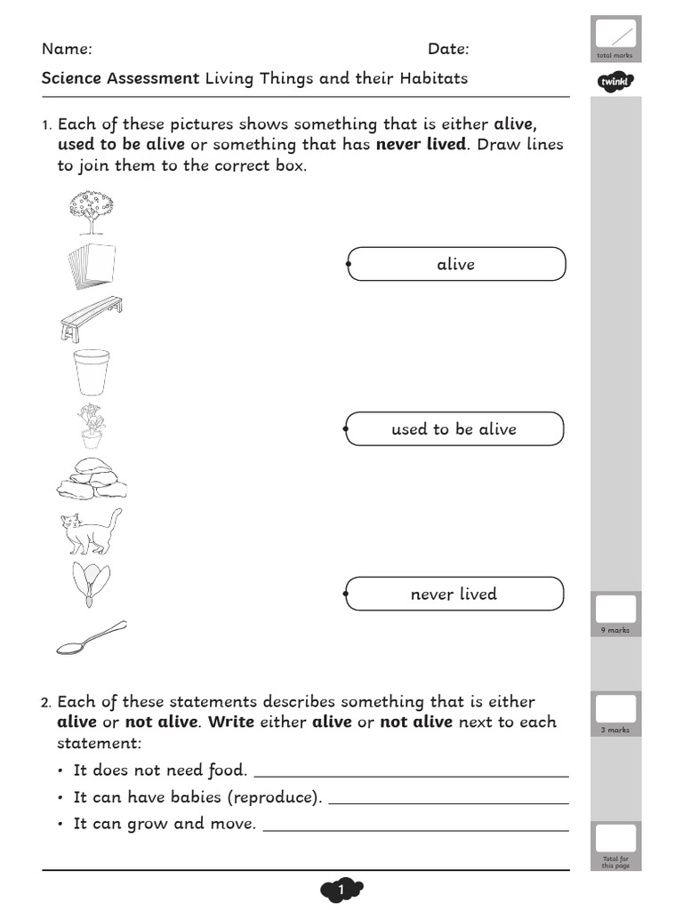 T SC 2549305 Year 2 Living Things and Their Habitats End of Unit ...