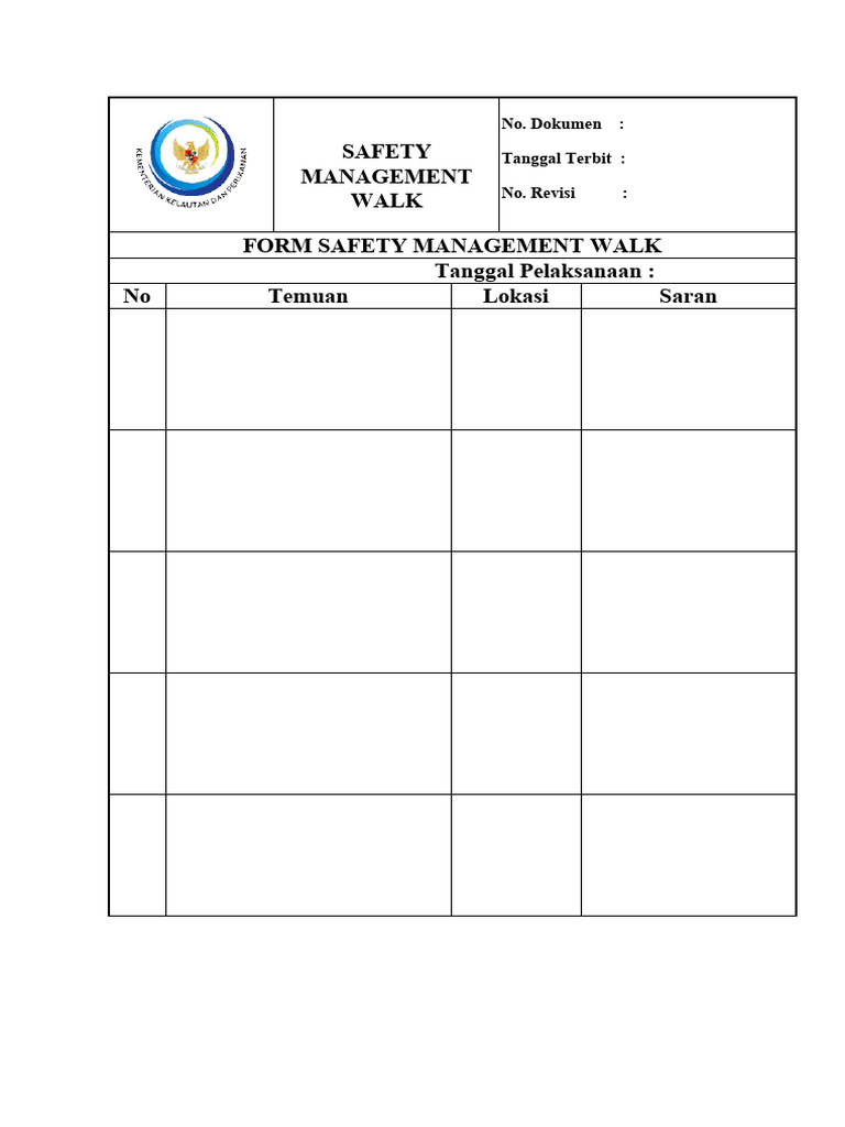 Form - SAFETY MANAGEMENT WALK | PDF