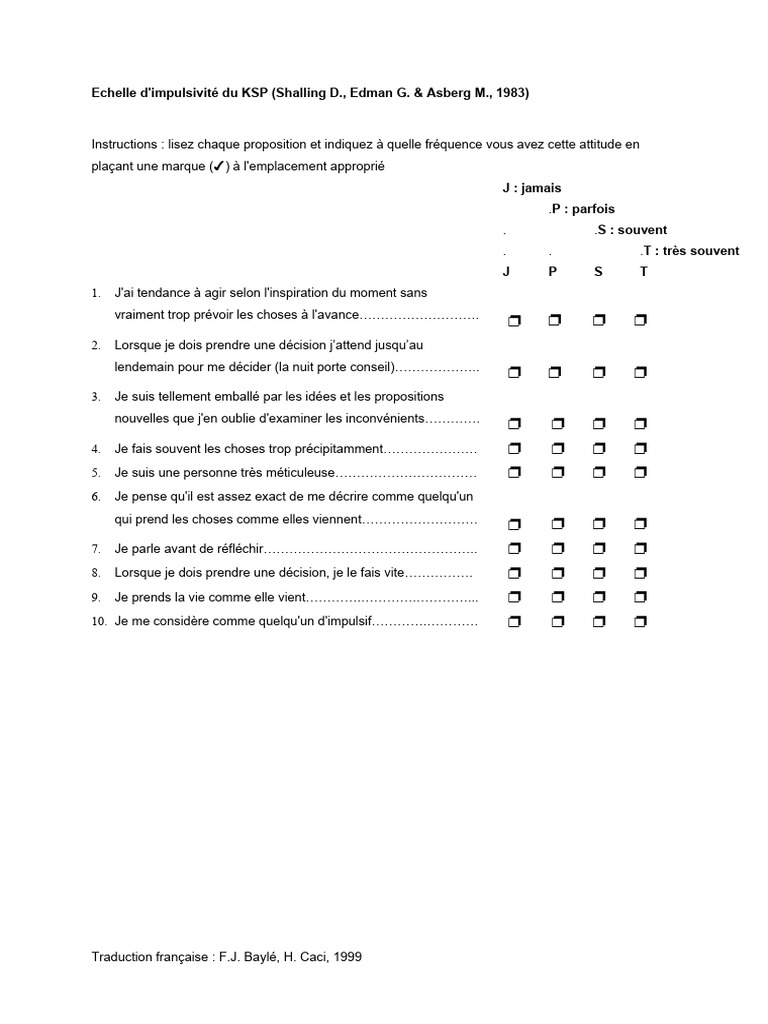 Échelle D'impulsvité KSP | PDF