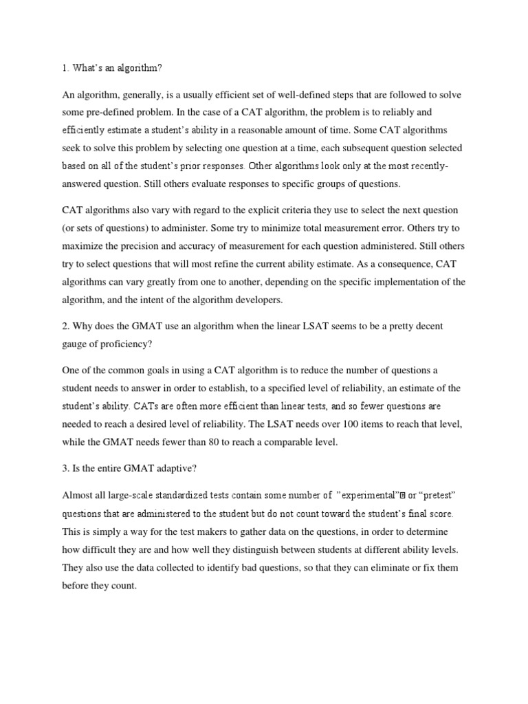 How GMAT Algorithm Works | PDF | Graduate Management Admission Test | Sat