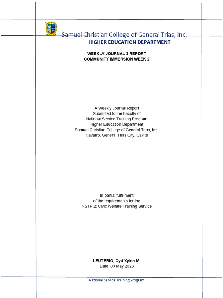 Community Immersion Journal Report | PDF | Social Science | Computers