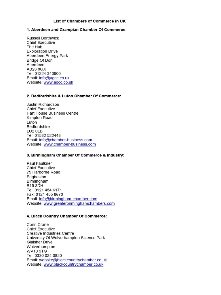 List of UK Chambers | PDF | Business