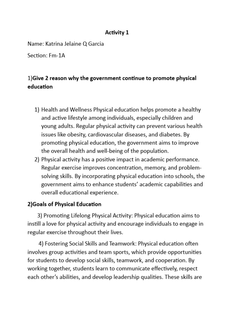 P.E Activity 1&3 | PDF