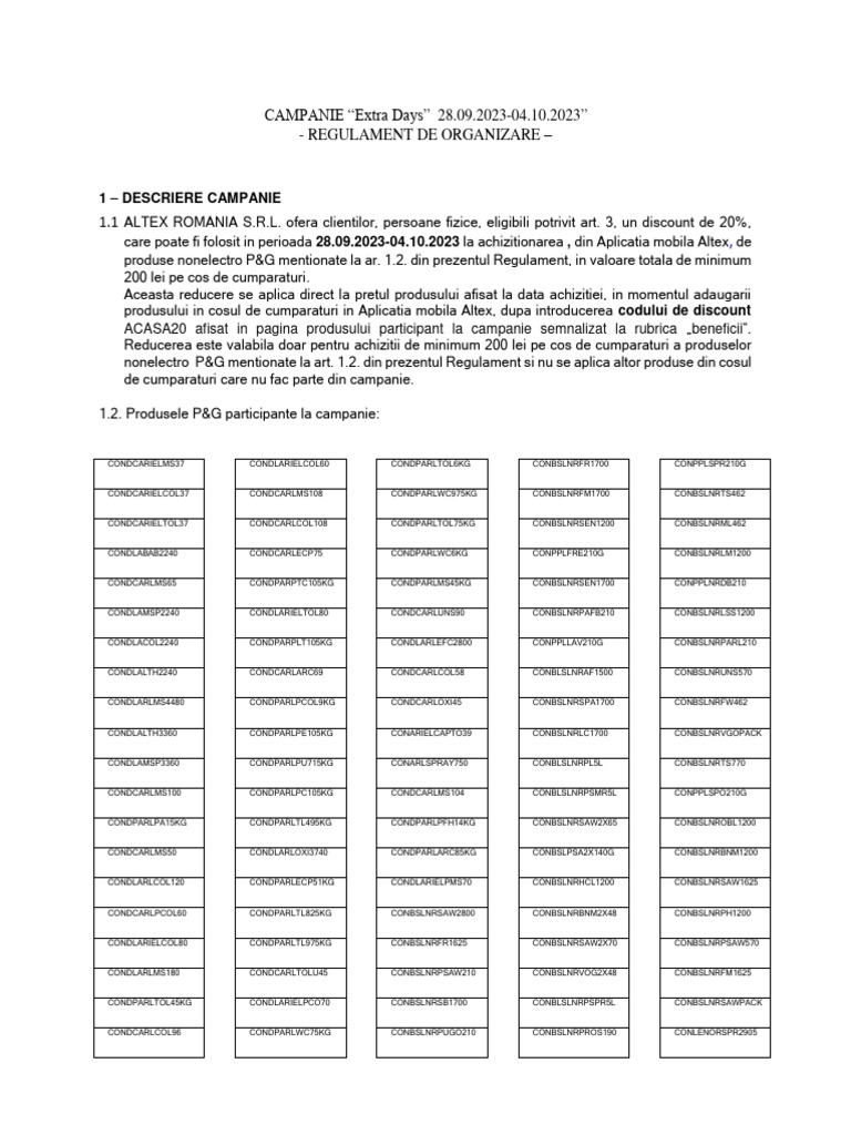 Regulament Extra Reducere PG Altex | PDF | Home & Garden | Technology & Engineering