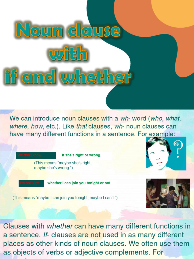 Using "If" and "Whether" in Noun Clauses | PDF | Clause | Verb